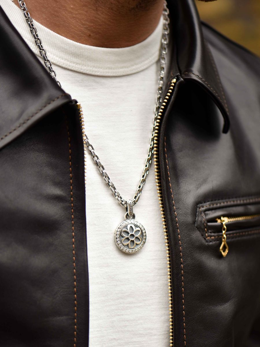 Sterling Silver Saint Christopher Pendant w White Diamonds AA Good Art Rivet Hide